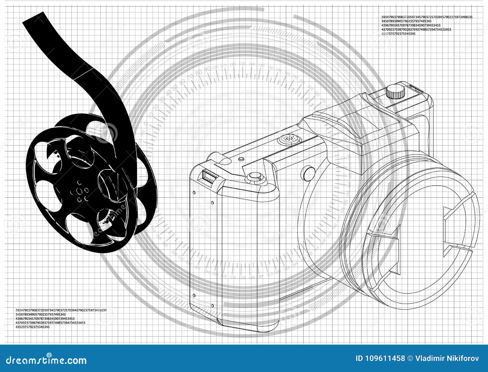 3d model of the camera stock vector. Illustration of concept - 109611458