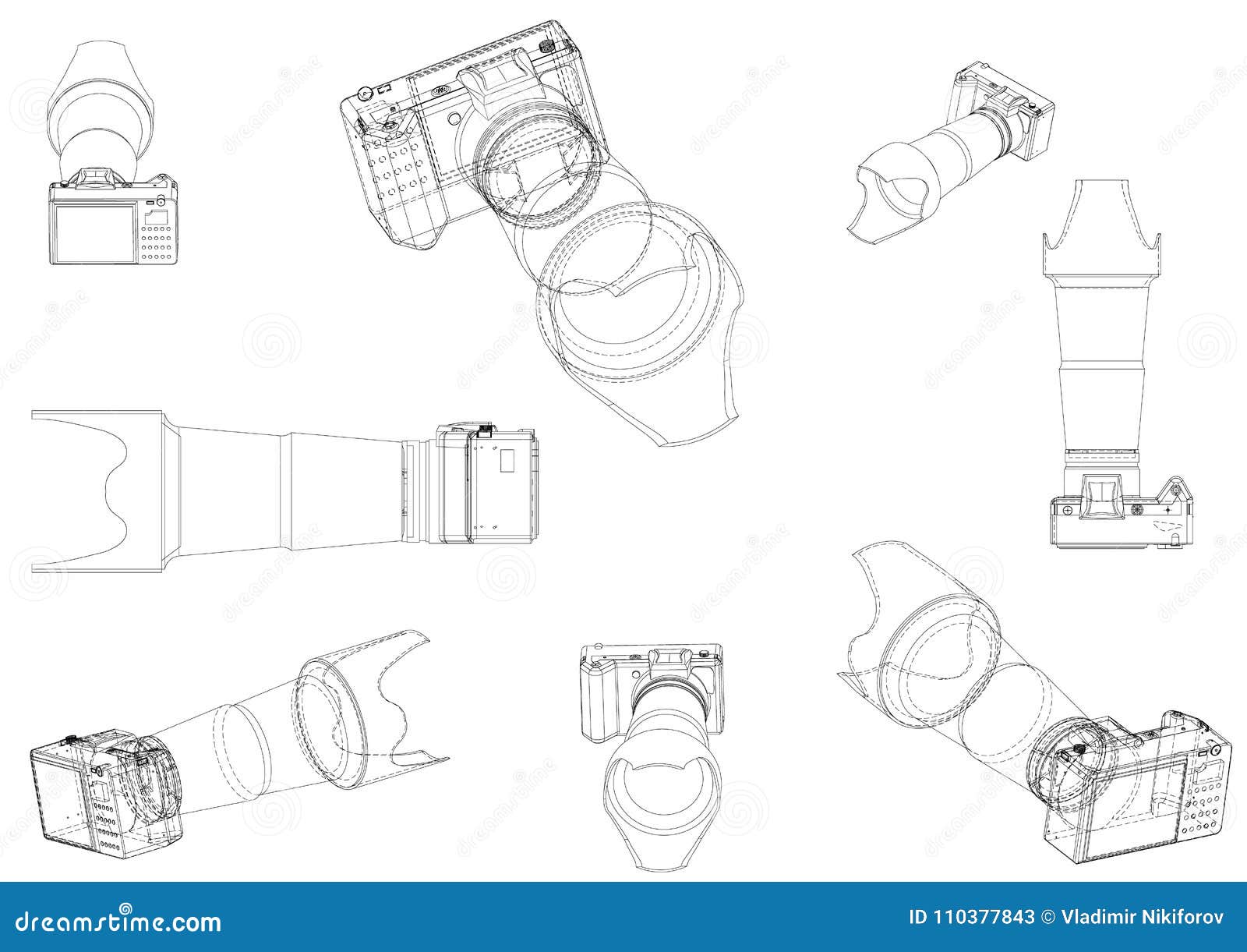 3d model of the camera stock vector. Illustration of analogue - 110377843