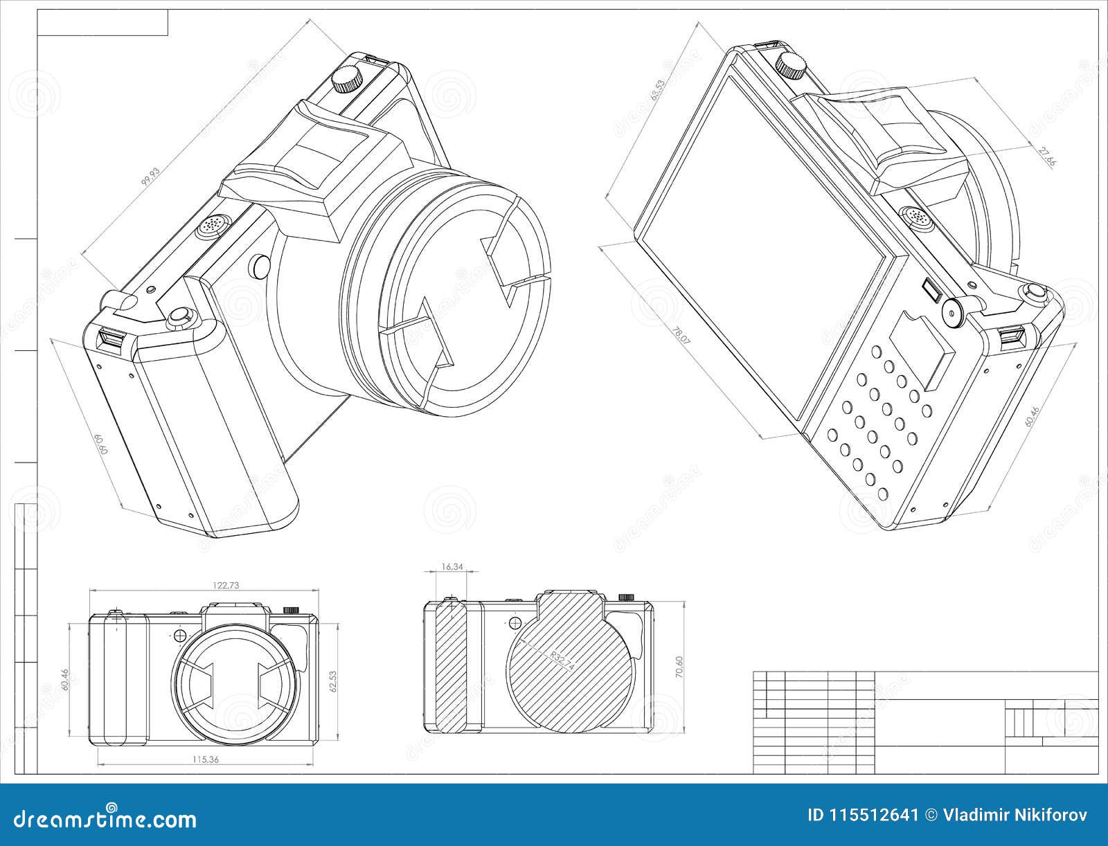 3d Model of the Camera on a White Stock Vector - Illustration of ...