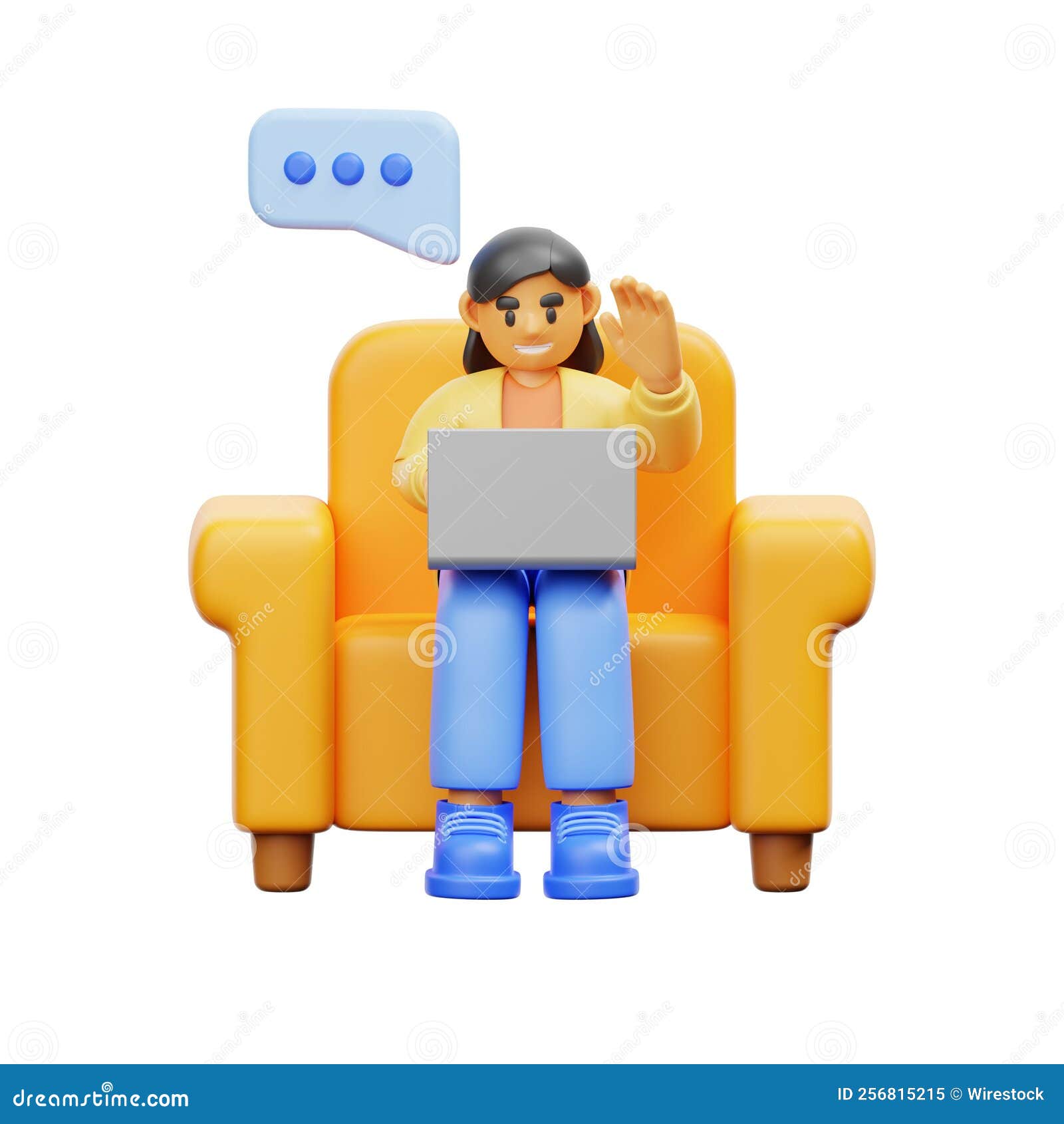 3D Model of a Cartoon Character Communicating Online while Using the ...