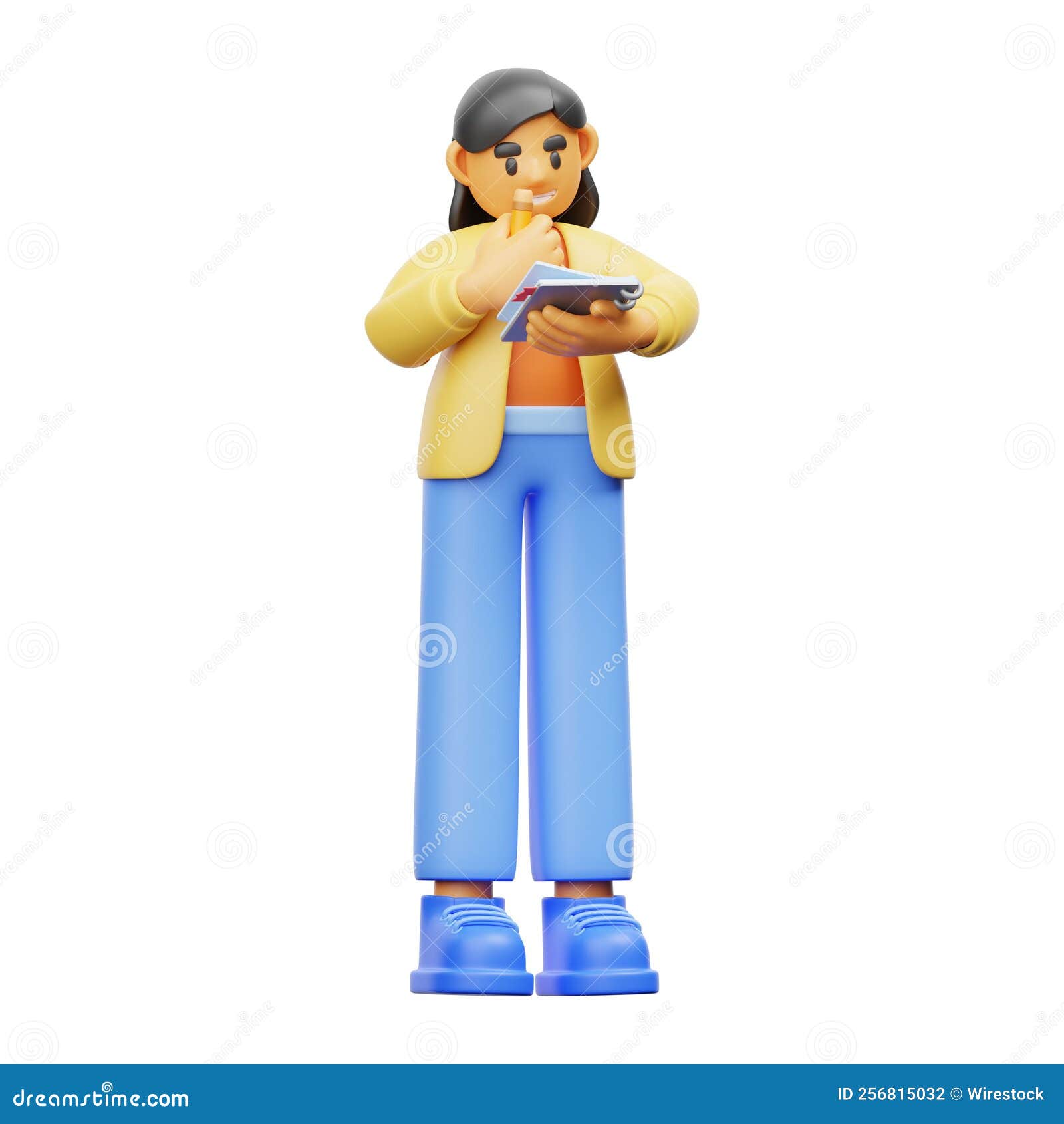 3D Model of a Cartoon Character Thinking on a Task while Looking at the ...