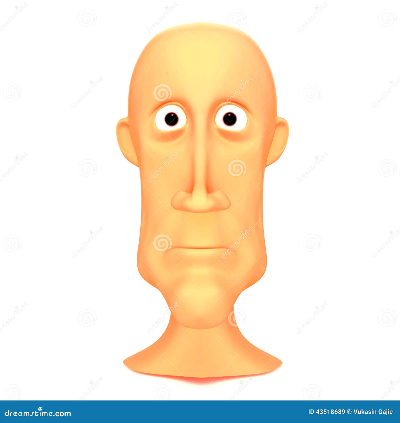 3d Model of Cartoon Human Head Stock Illustration - Illustration of ...