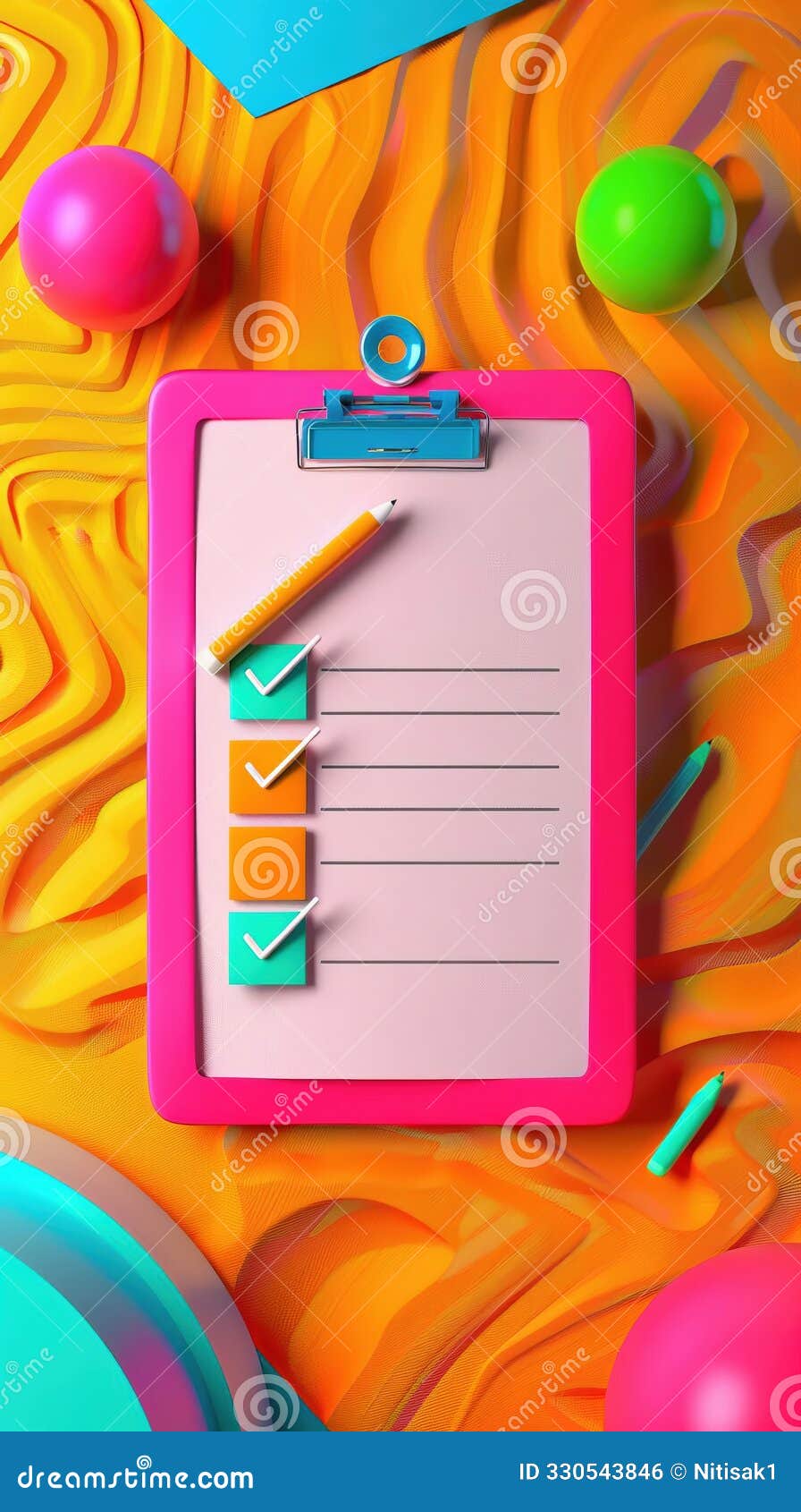 3D Model Of A Checklist Icon Representing Risk Management With A ...