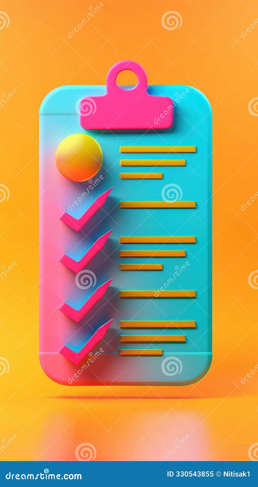 3D Model of a Checklist Icon Representing Risk Management with a ...