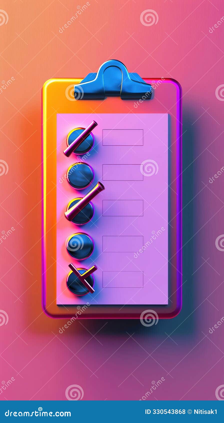 3D Model Of A Checklist Icon Representing Risk Management With A ...