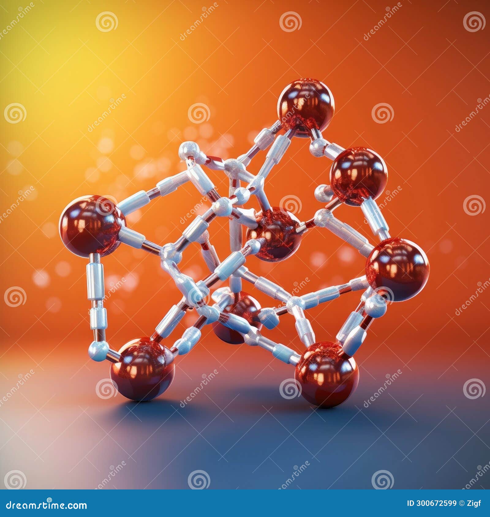 3d Model of Chemical Molecule on an Orange Background Stock ...