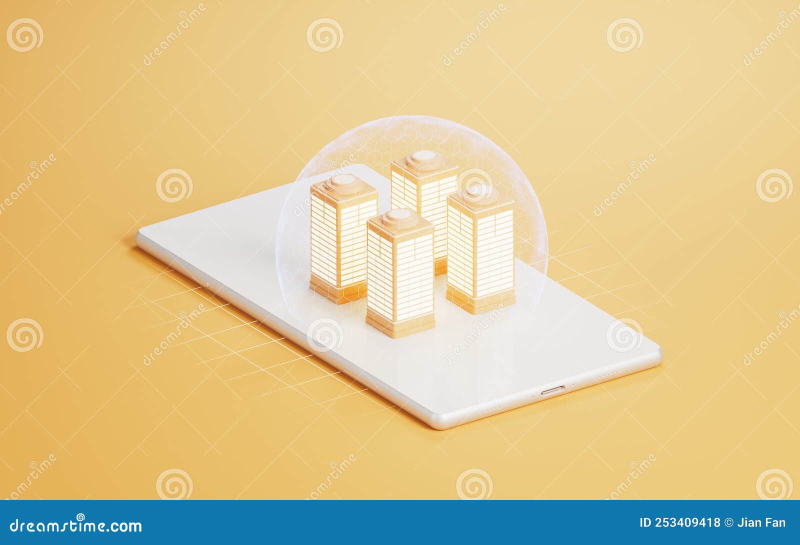 3D Model City Buildings on Mobile Phone, 3d Rendering Stock ...