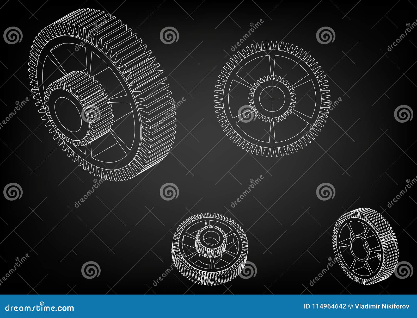3d Model of a Cogwheel on a Black Stock Vector - Illustration of ...