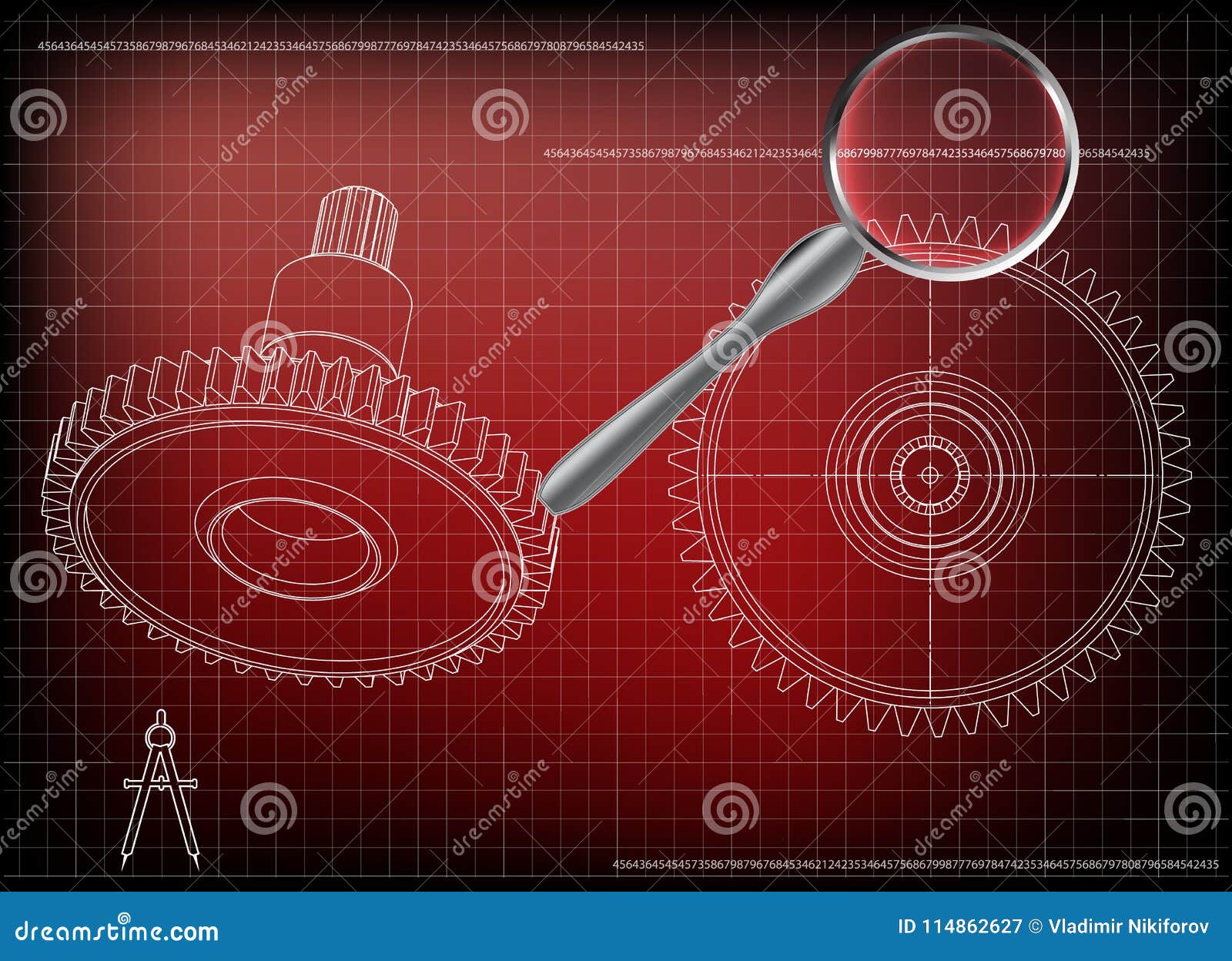 3d Model of a Cogwheel on a Red Stock Vector - Illustration of cogwheel ...