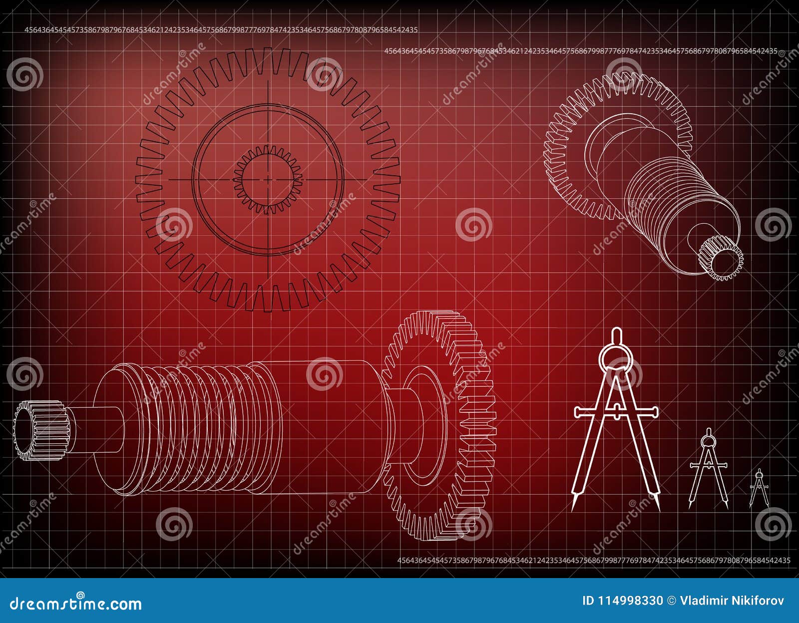 3d Model of a Cogwheel on a Red Stock Vector - Illustration of abstract ...