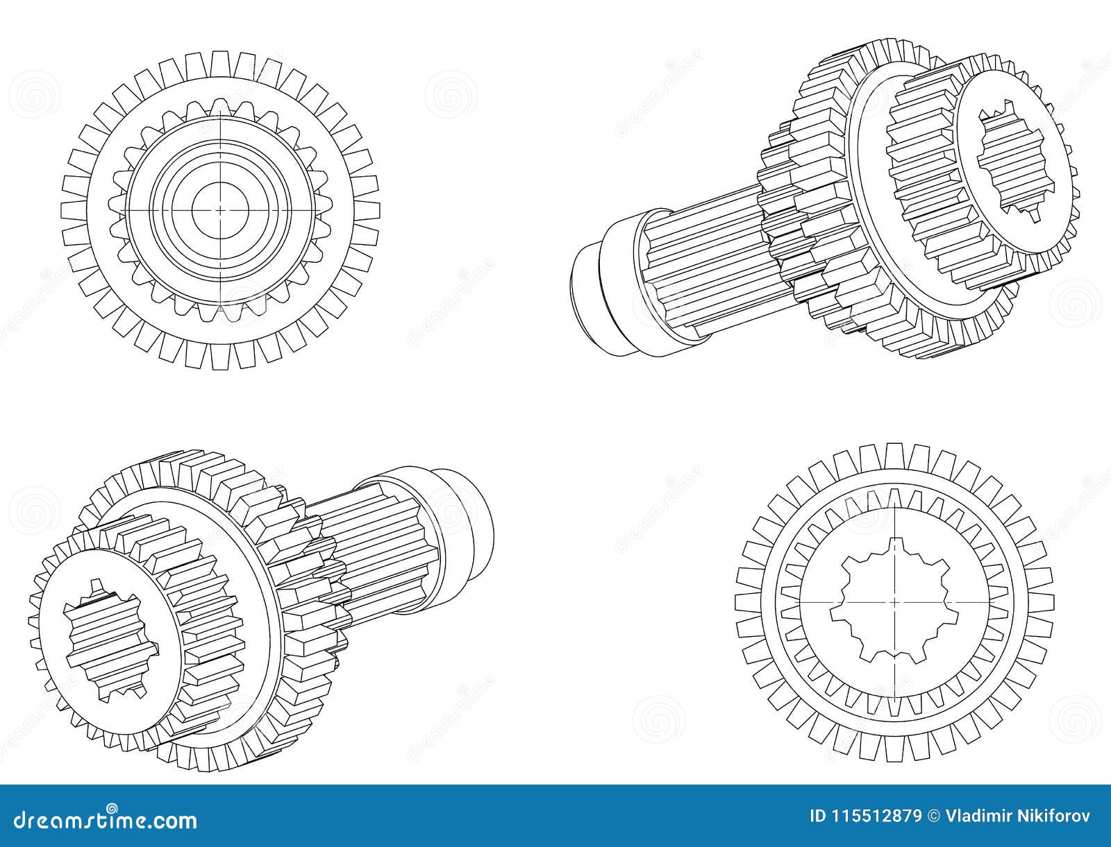 3d Model of a Cogwheel on a White Stock Vector - Illustration of ...