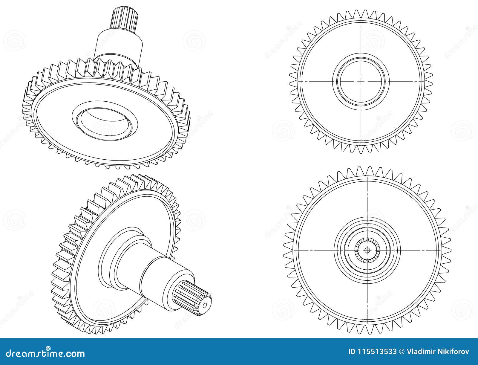 3d Model of a Cogwheel on a White Stock Vector - Illustration of ...