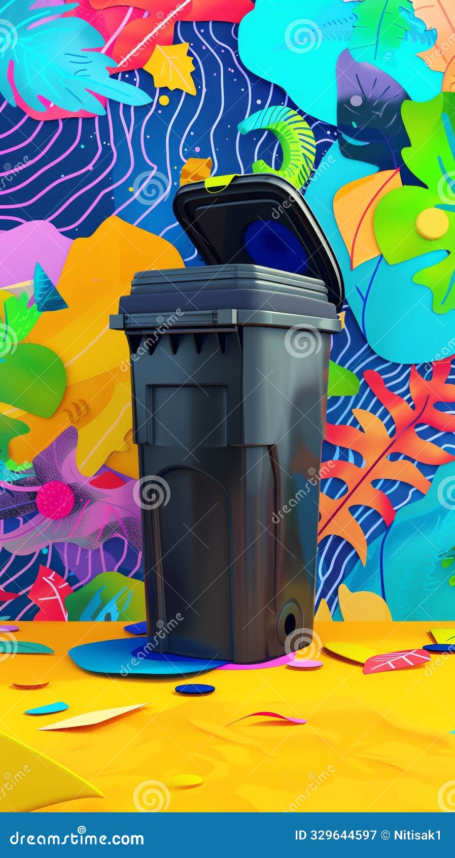 219 3D Model of a Compost Bin Icon with a Colorful Illustrated ...