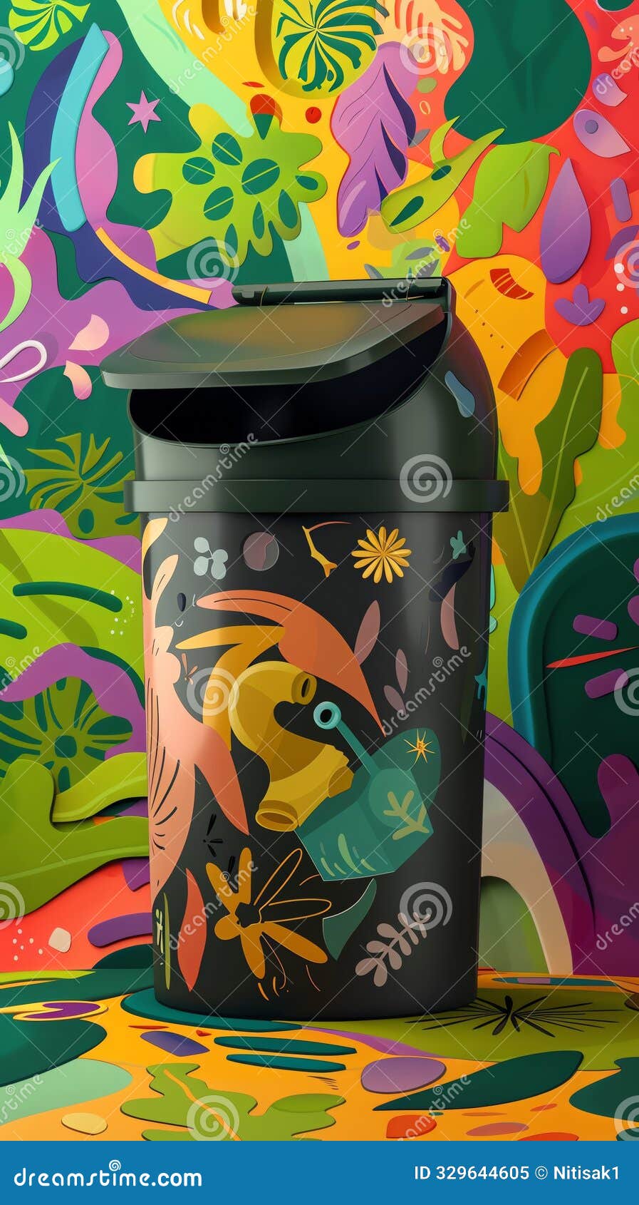 219 3D Model of a Compost Bin Icon with a Colorful Illustrated ...