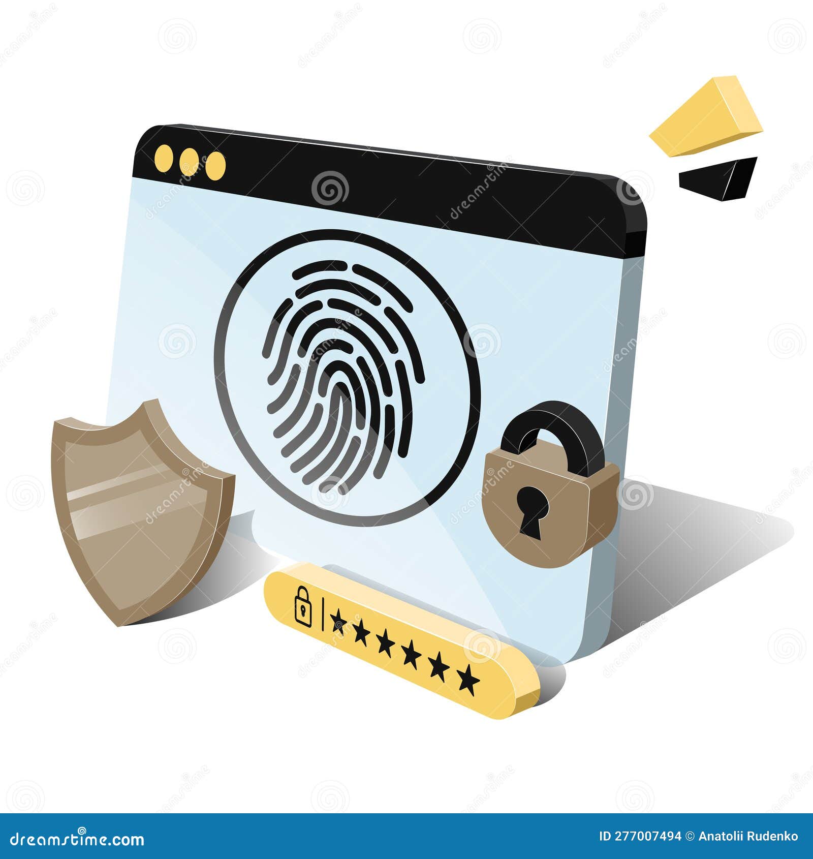 3D Model of a Computer Screen with a Fingerprint Scanner and a Shield ...