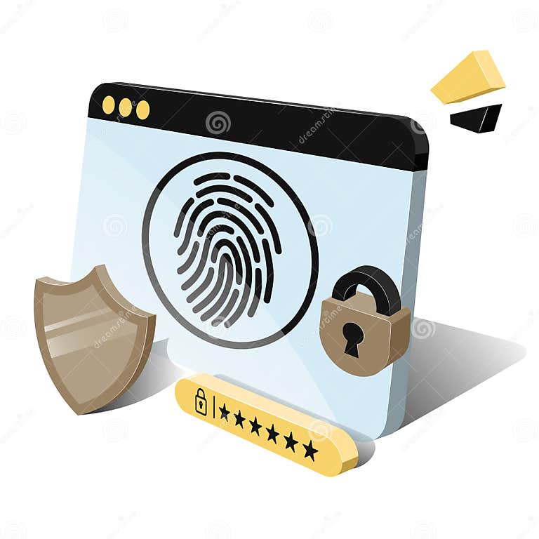 3D Model of a Computer Screen with a Fingerprint Scanner and a Shield ...