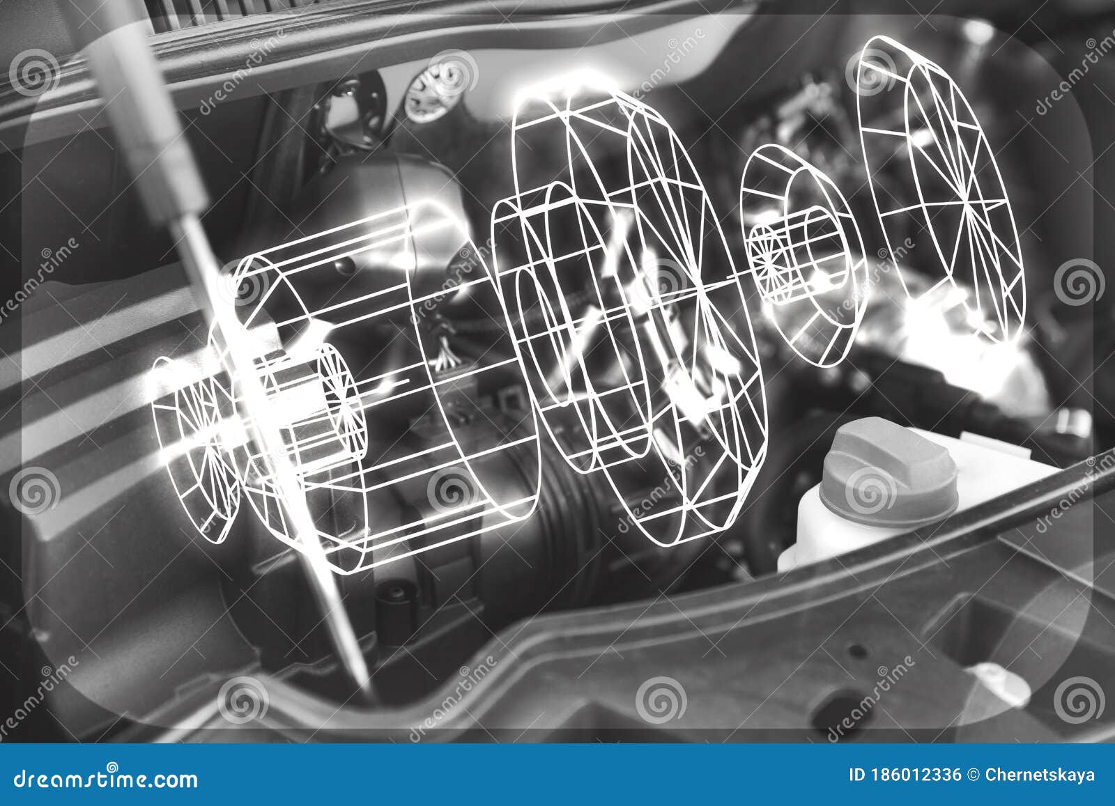 3D Model of Detail and Car Engine Bay Stock Photo - Image of automotive ...