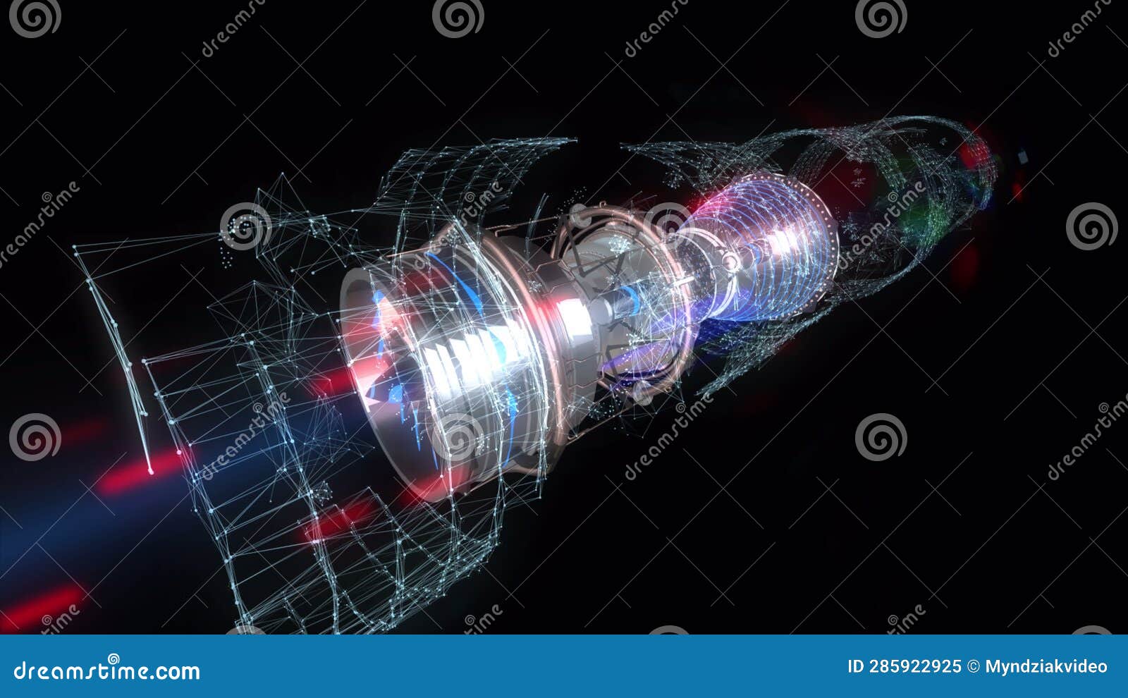 3D Model Detailed Silhouette of Generated Engineering Turbine. Aircraft ...