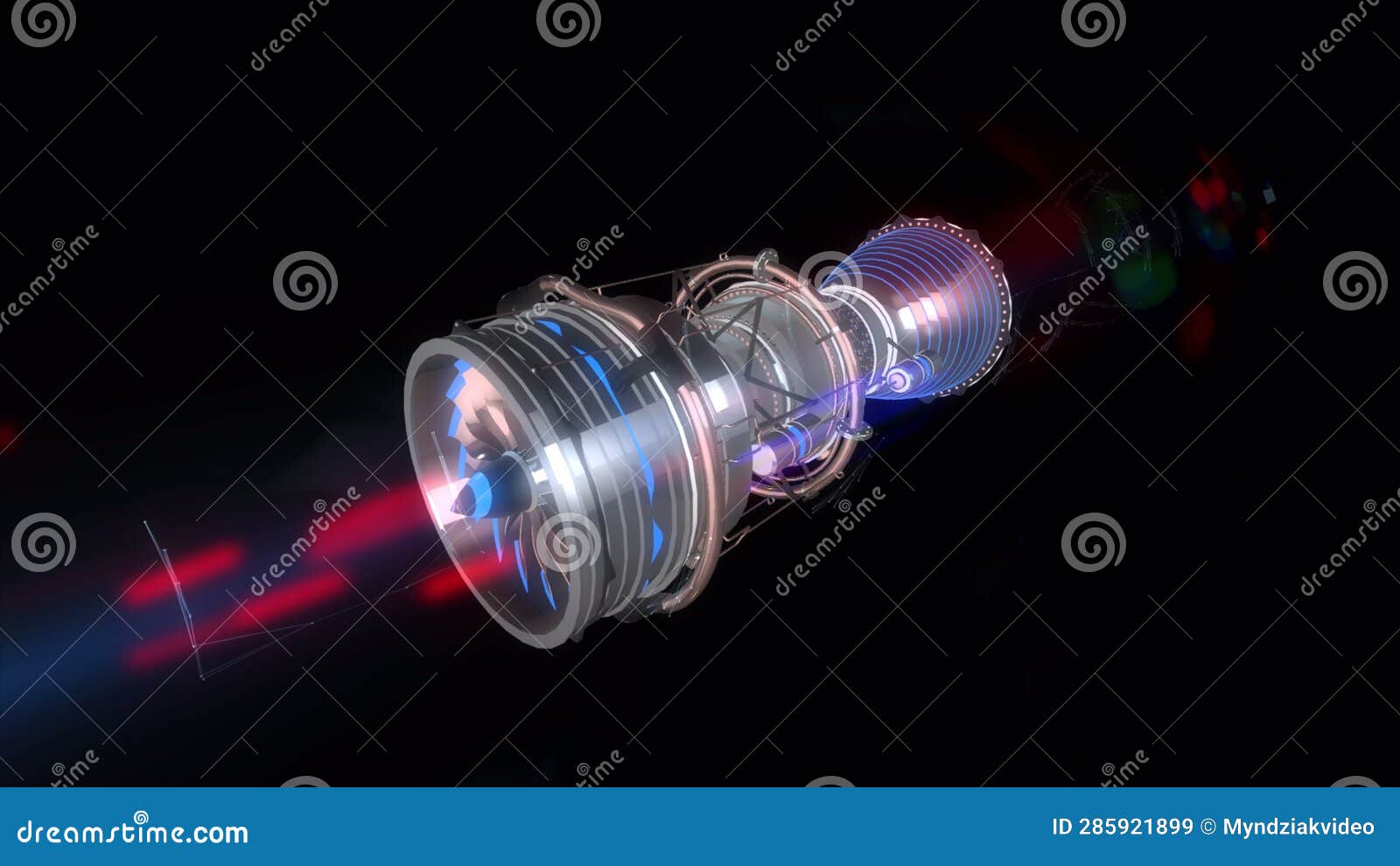 3D Model Detailed Silhouette of Generated Engineering Turbine. Aircraft ...