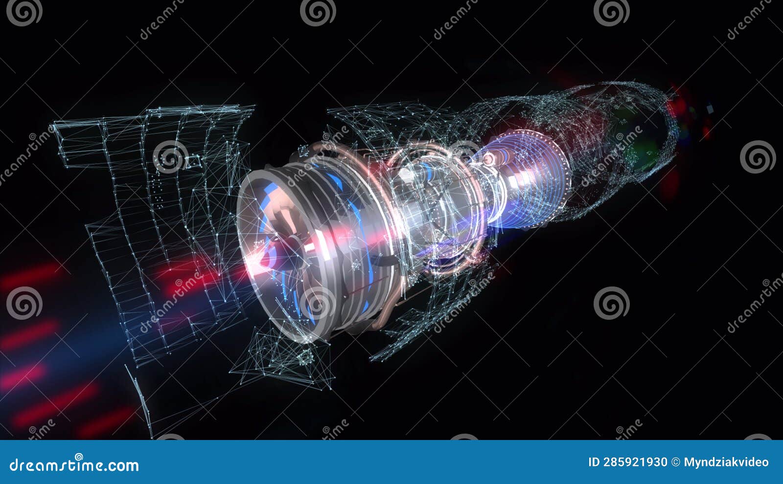 3D Model Detailed Silhouette of Generated Engineering Turbine. Aircraft ...