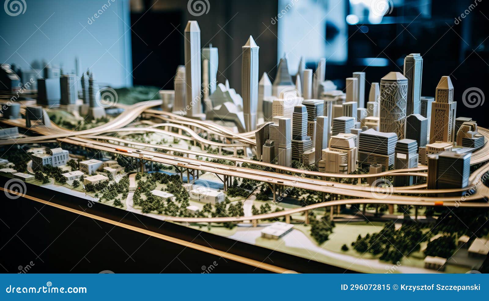 A 3D Model of a Downtown City with Road Network, Skyscrapers and ...