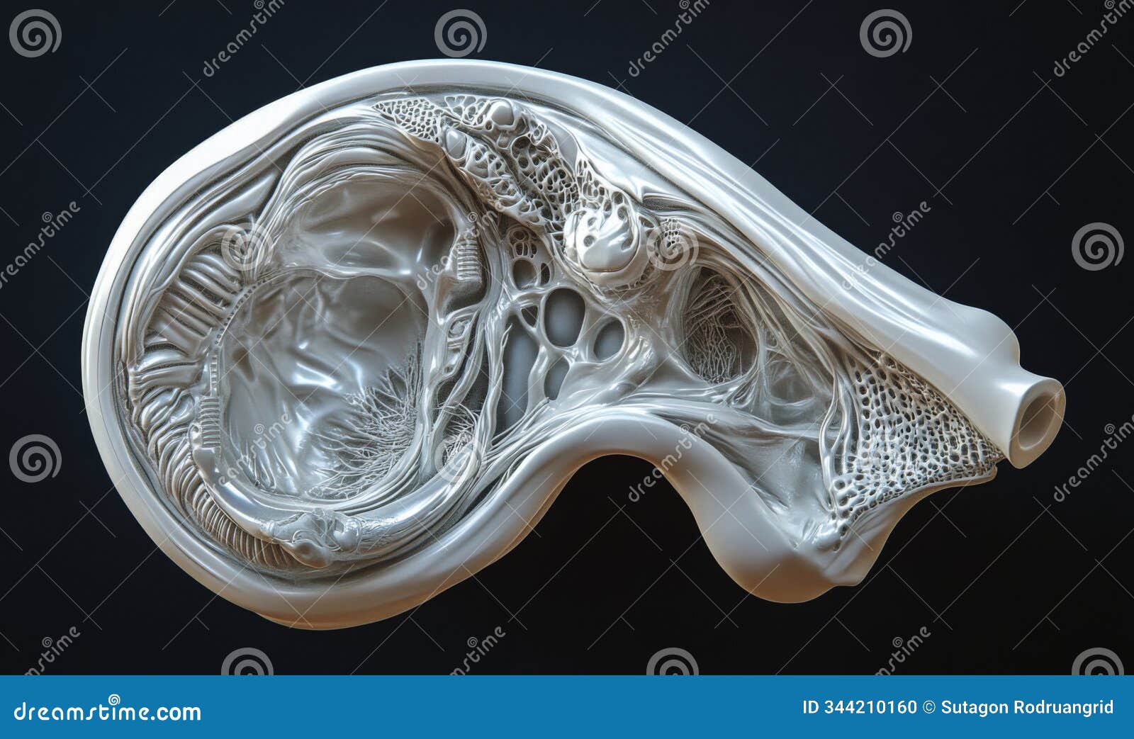 3D Model of the Ear with the Outer, Middle, and Inner Sections ...