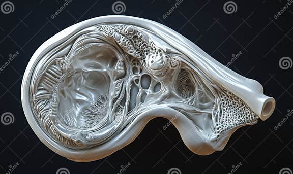 3D Model of the Ear with the Outer, Middle, and Inner Sections ...