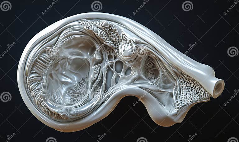 3D Model of the Ear with the Outer, Middle, and Inner Sections ...