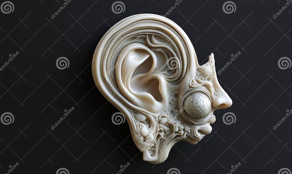 3D Model of the Ear with the Outer, Middle, and Inner Sections ...