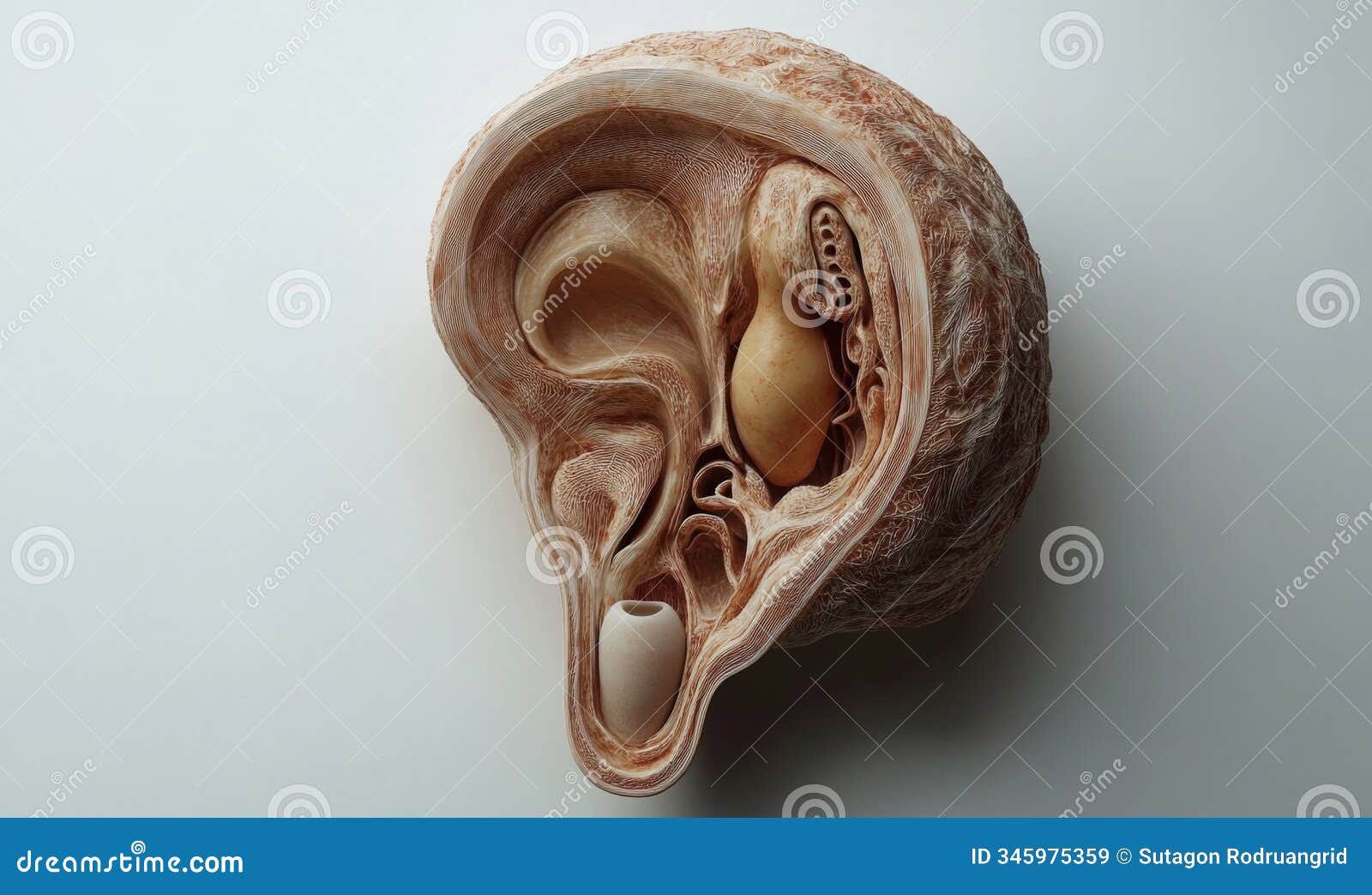 3D Model of the Ear with the Outer, Middle, and Inner Sections ...