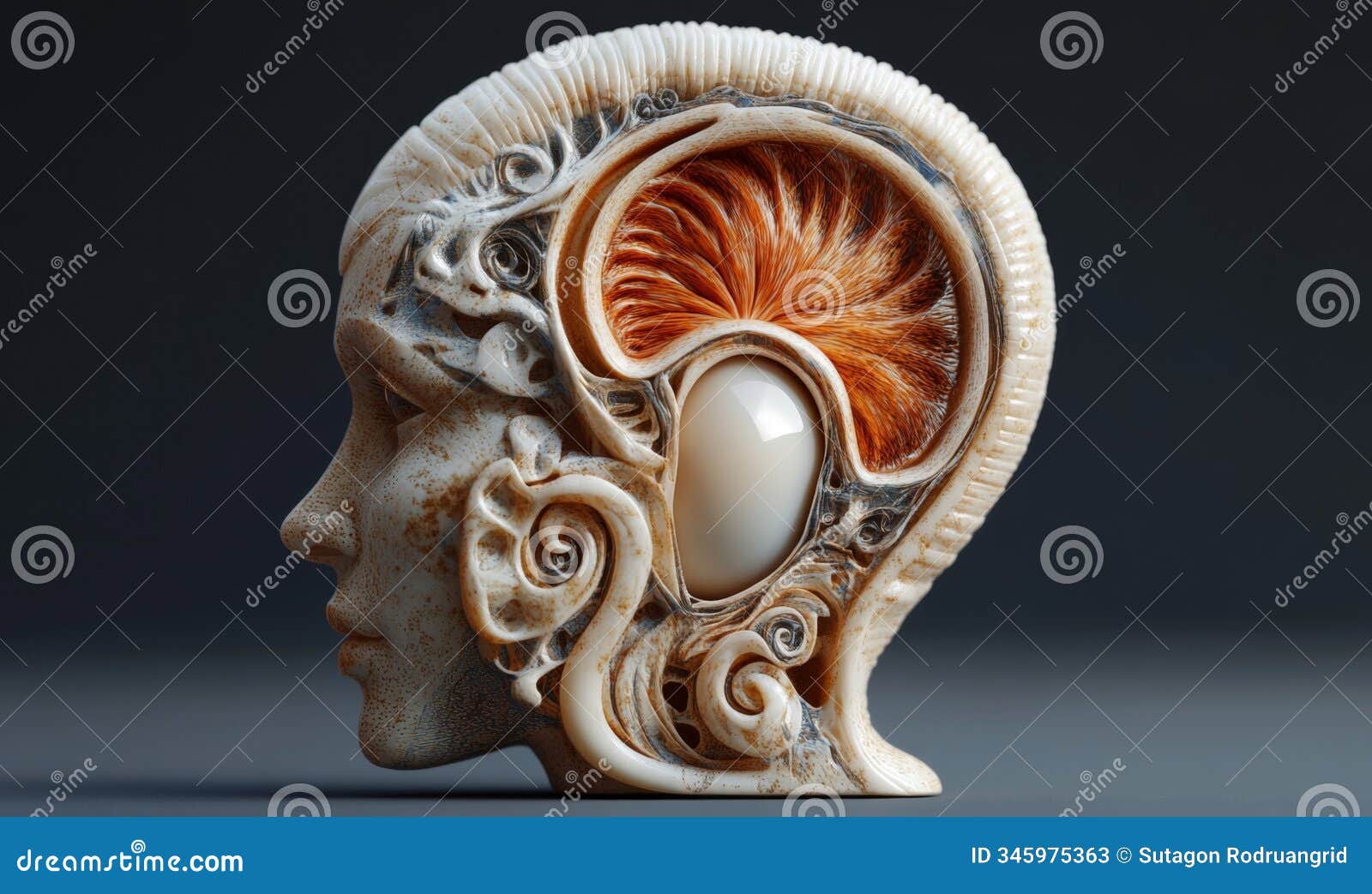 3D Model of the Ear with the Outer, Middle, and Inner Sections ...