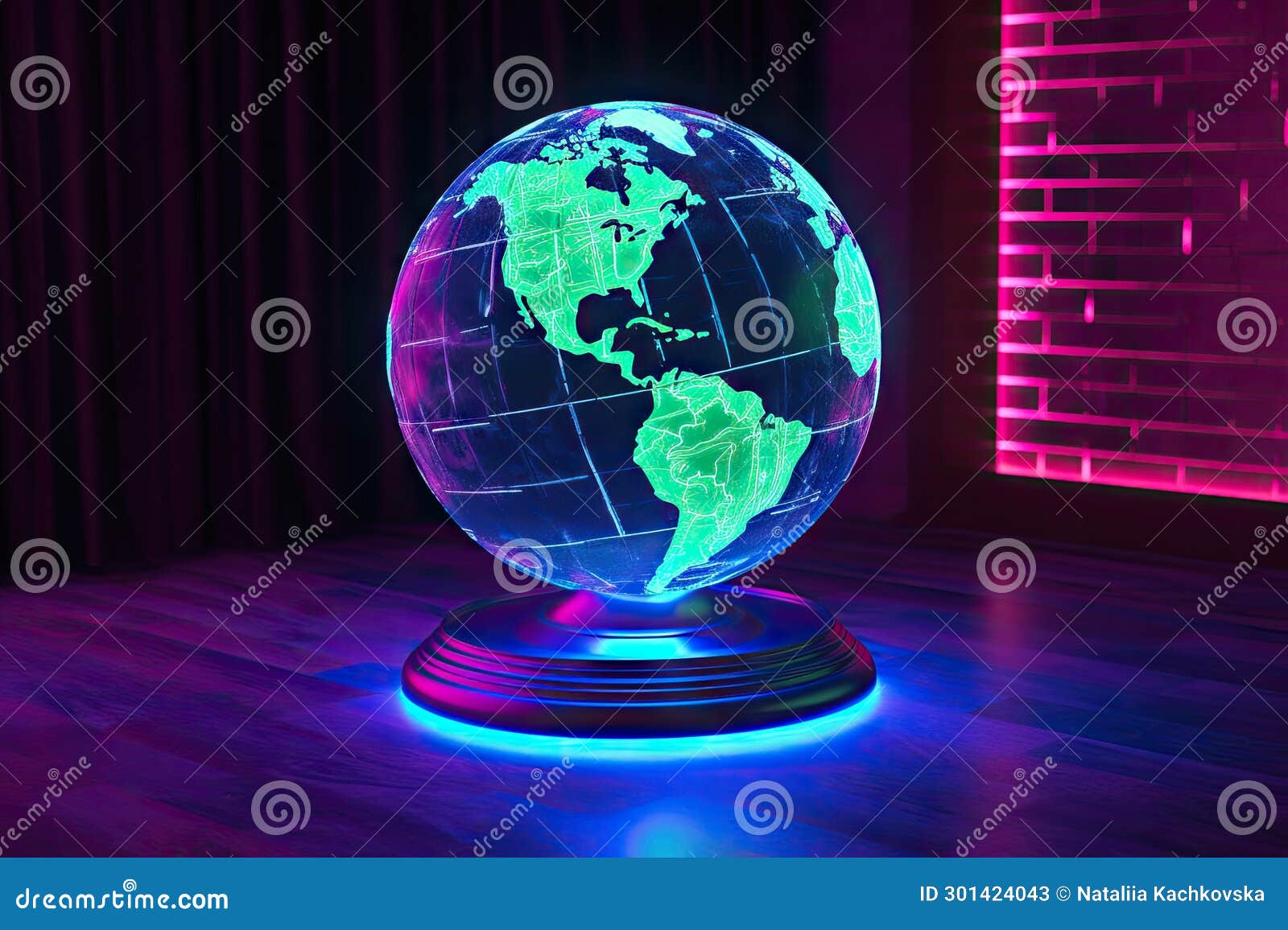 3d Model of Earth with Neon Illumination Stock Illustration ...