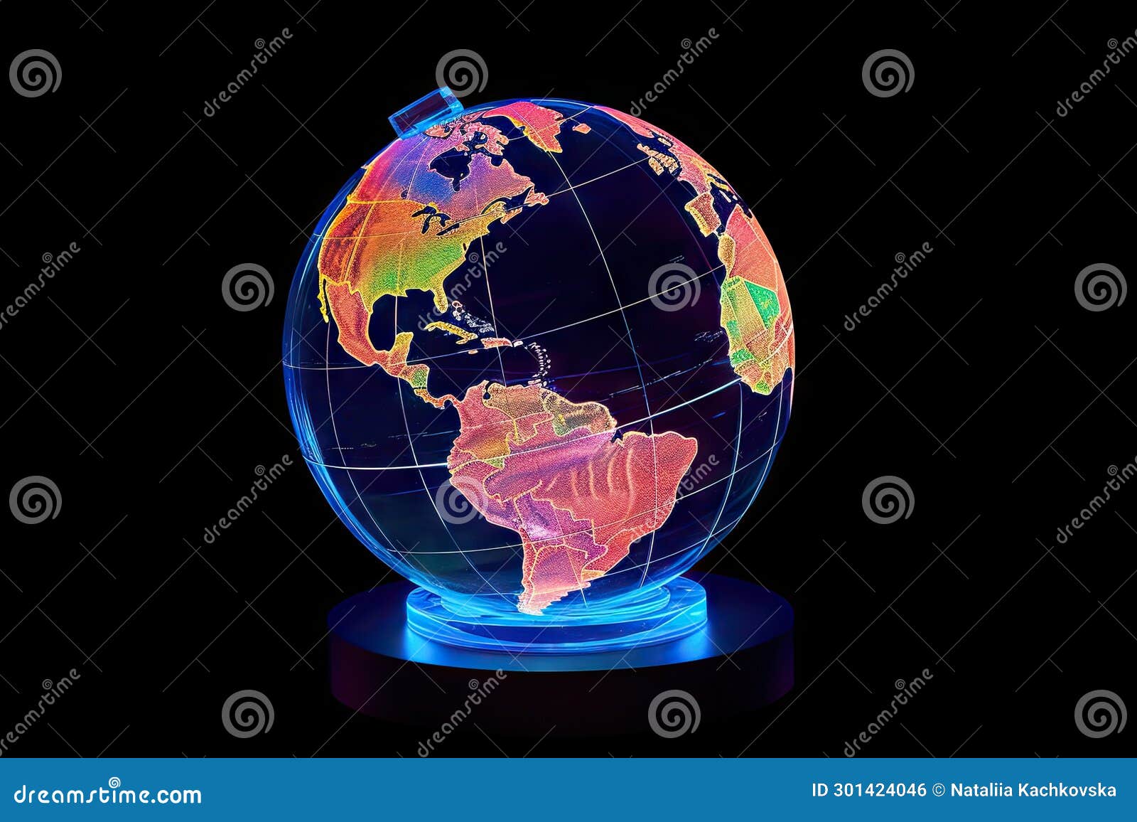 3d Model of Earth with Neon Illumination Stock Illustration ...
