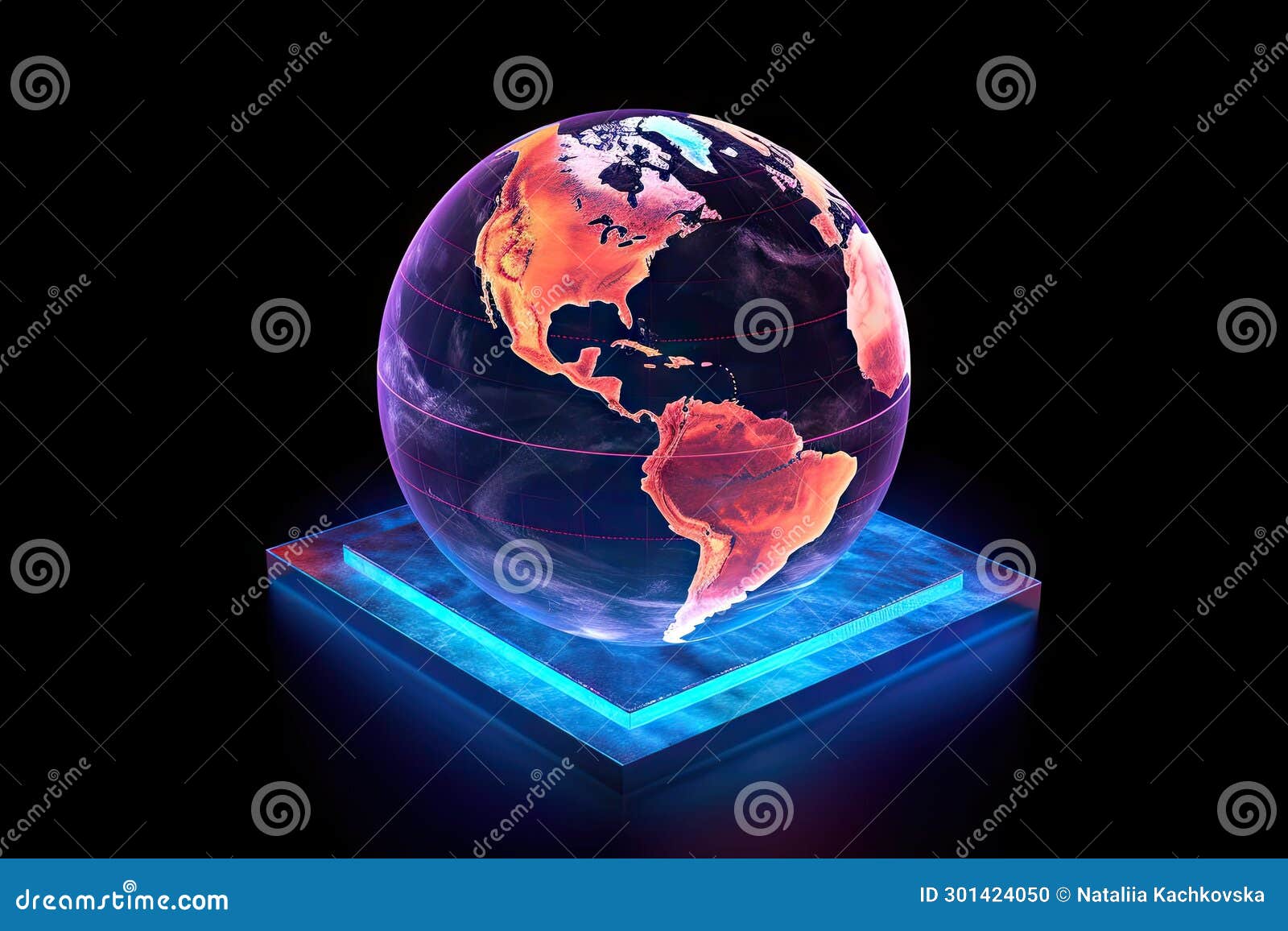 3d Model of Earth with Neon Illumination Stock Illustration ...