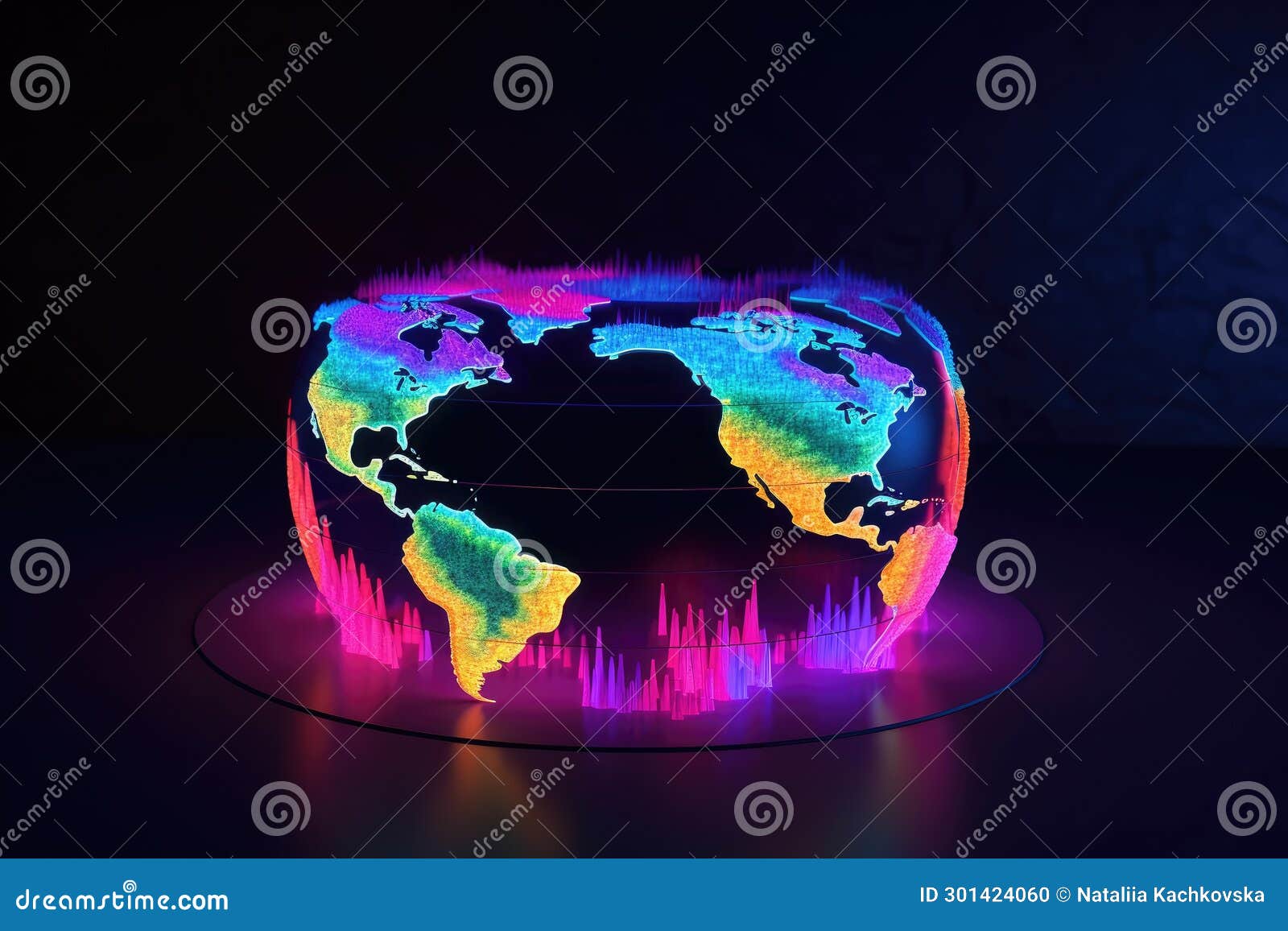 3d Model of Earth with Neon Illumination Stock Illustration ...