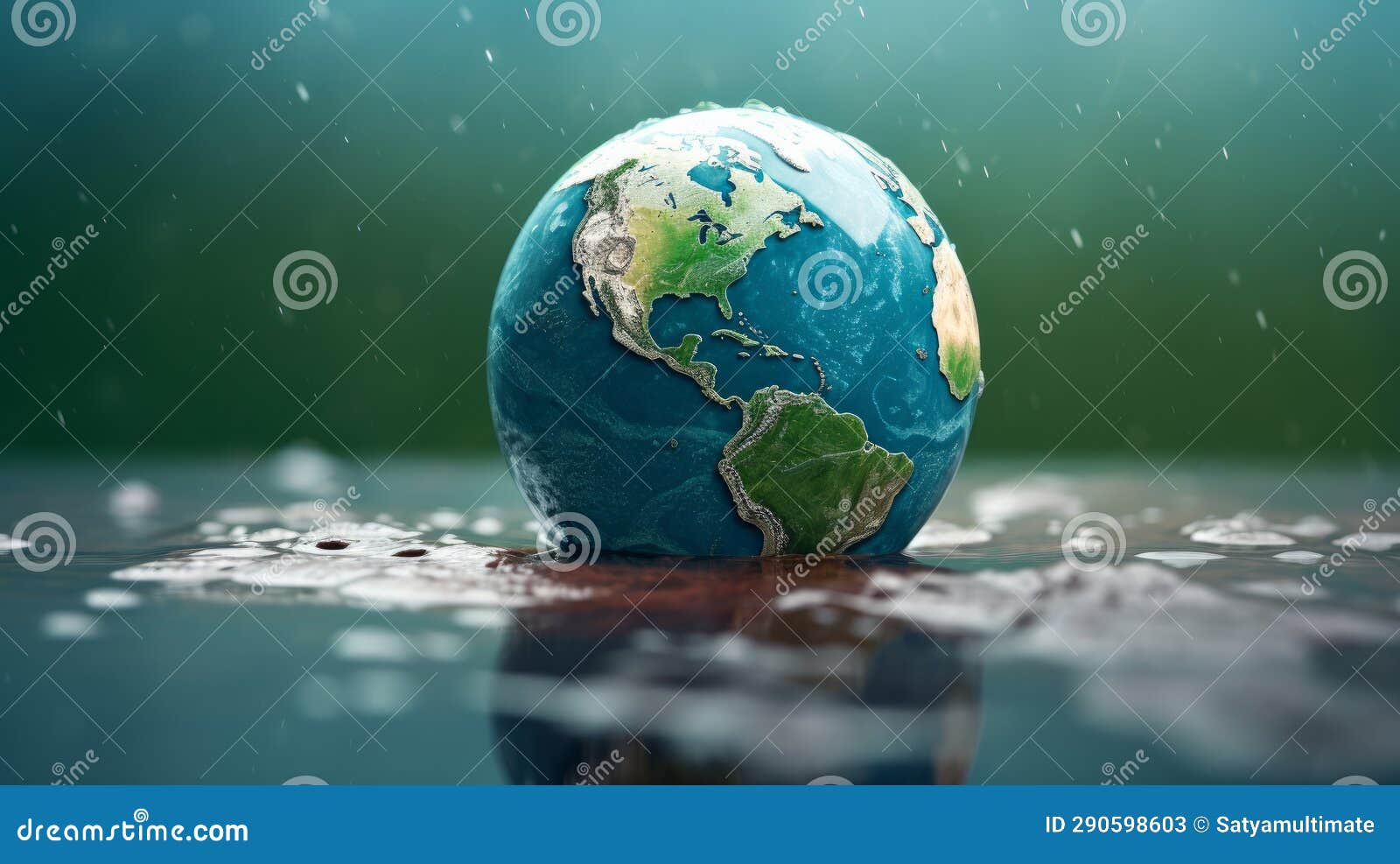 A 3d Model of Earth with Raining Generative AI Stock Illustration ...