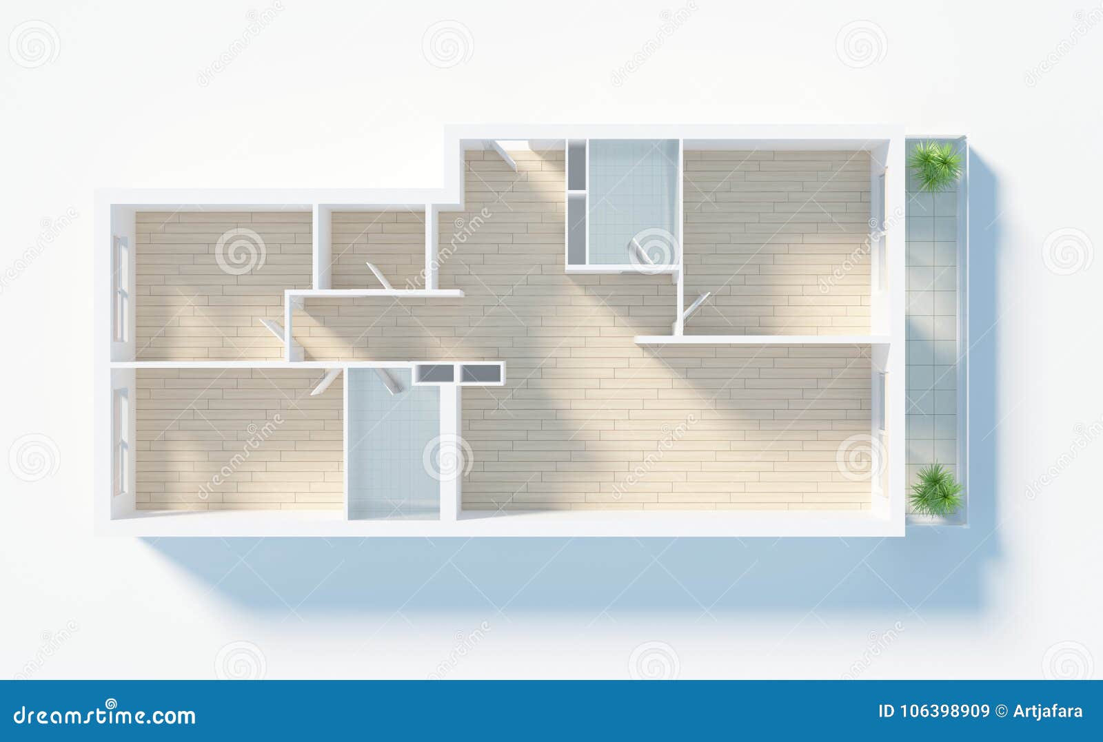 3d Model of Empty Home Apartment Stock Illustration - Illustration of ...