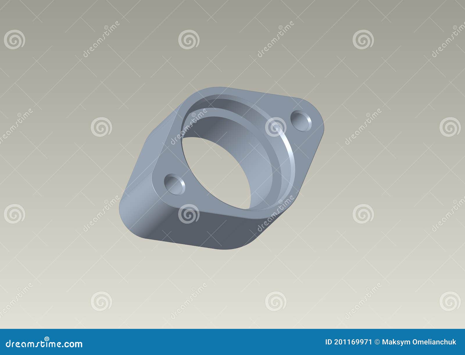 3d Model, Flange Perspective Geometry Stock Illustration - Illustration ...