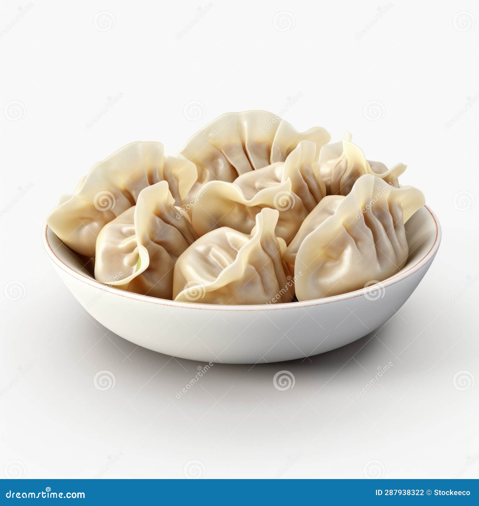 Ultra Realistic 8k Dumplings in Bowl on White Background Stock ...
