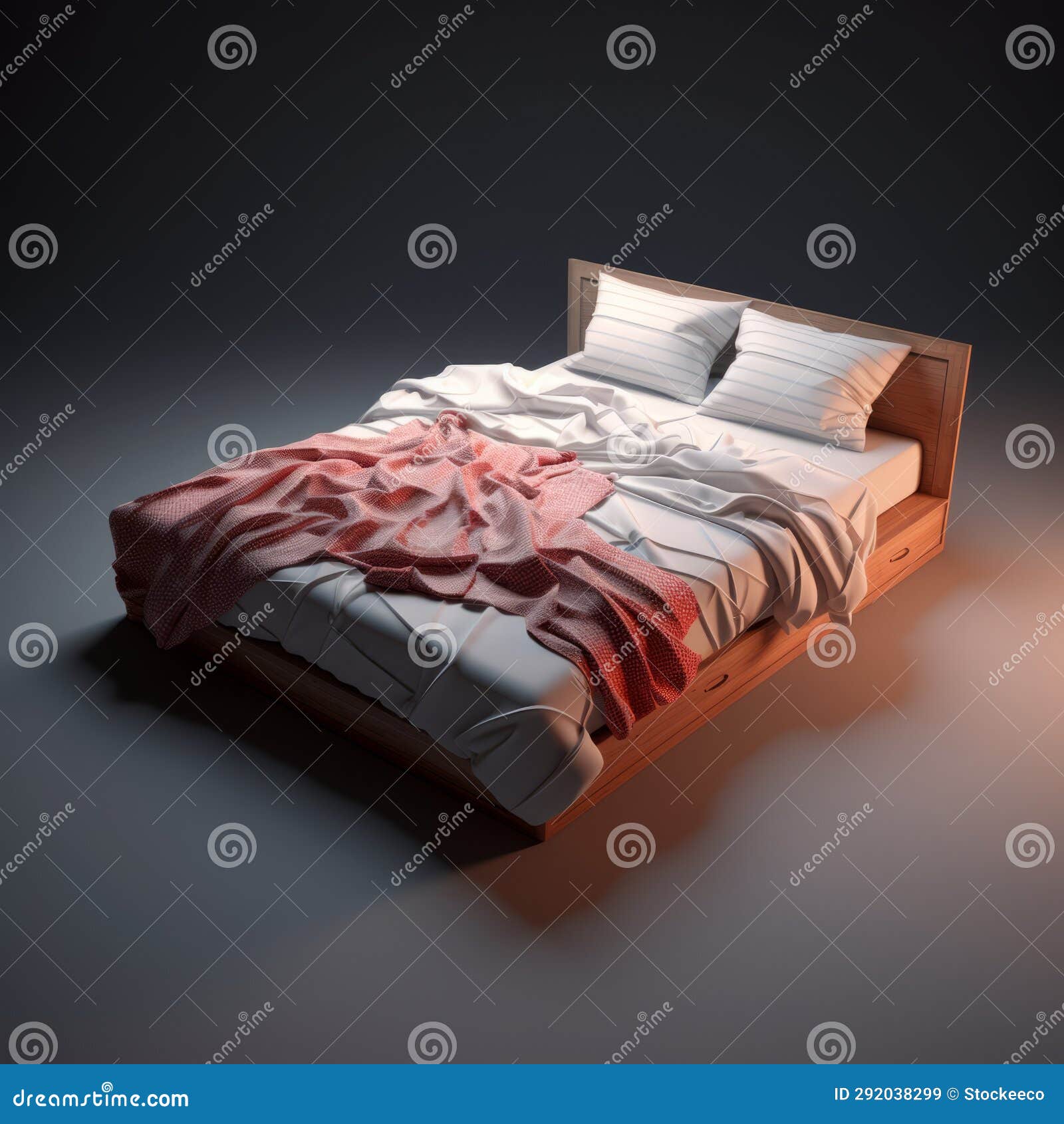 Realistic 3d Bed Rendering with Red Blankets and Contrasting Colors ...