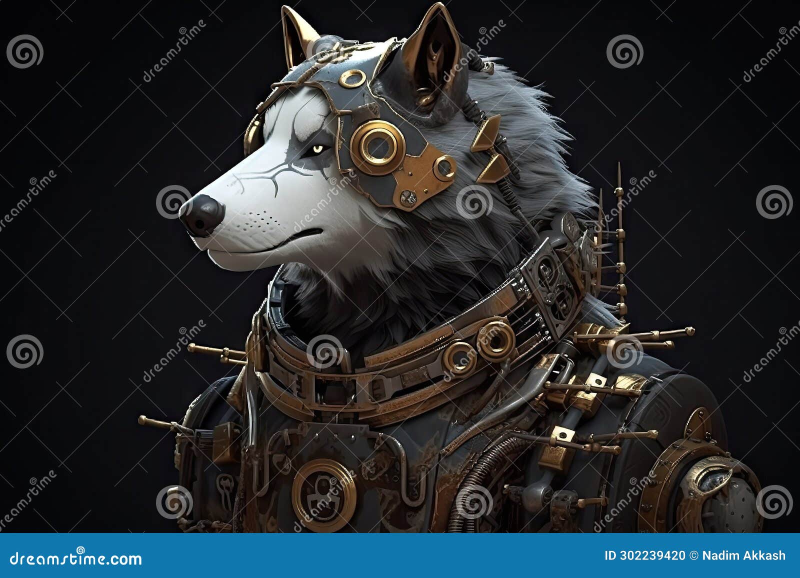 3D Model Gaming Character Wolf Steampunk Style Stock Illustration ...