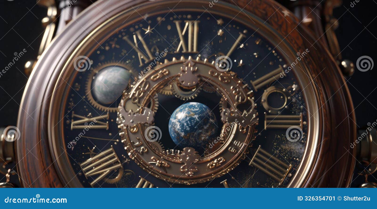 3D Model a Grandfather Clock with Gears Shaped Like Planets and ...