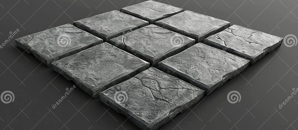 A 3D Model of a Gray Tile Flooring Pattern on a Black Background Stock ...