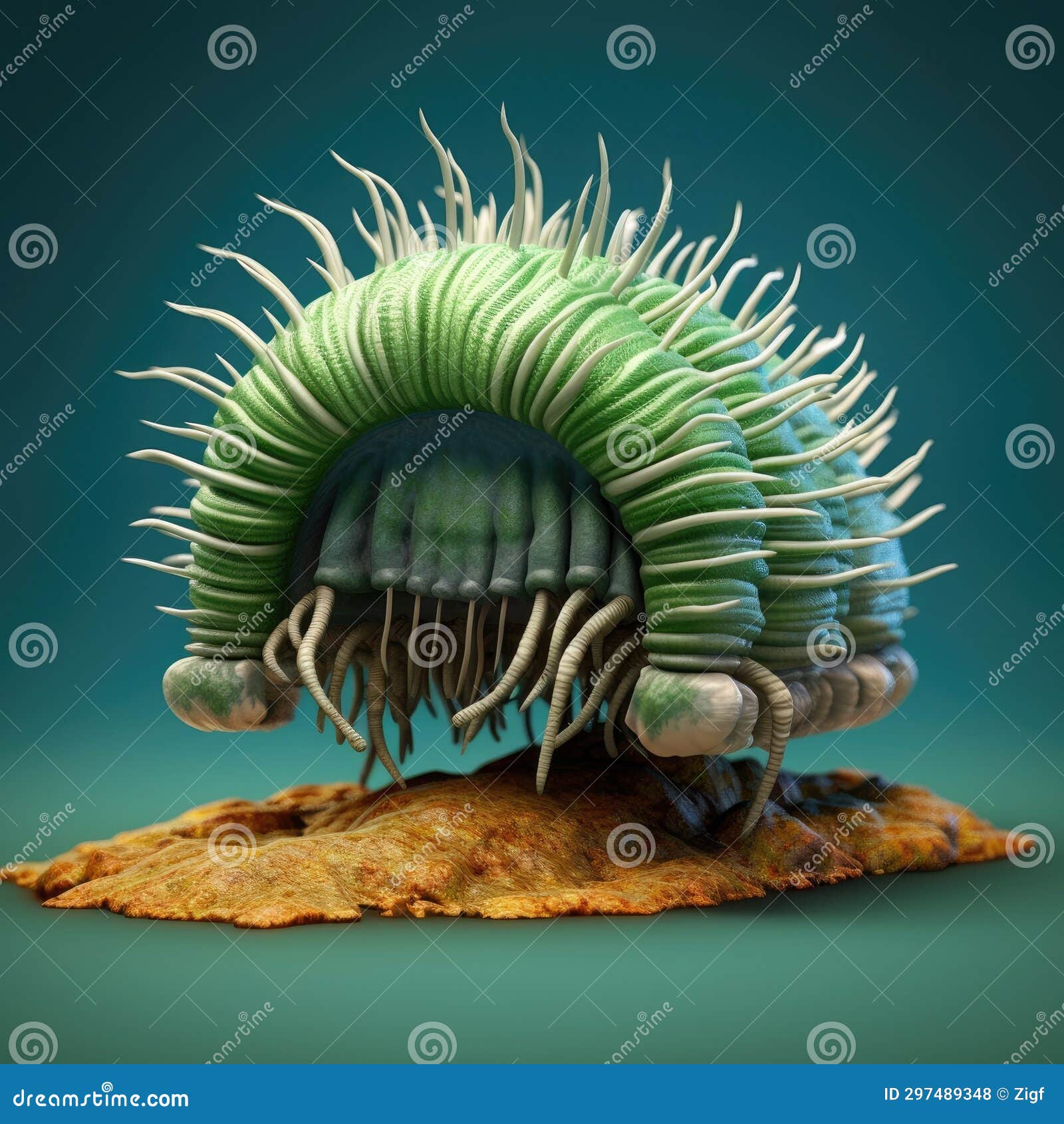 3d Model of Green Worm on Rock Stock Illustration - Illustration of ...