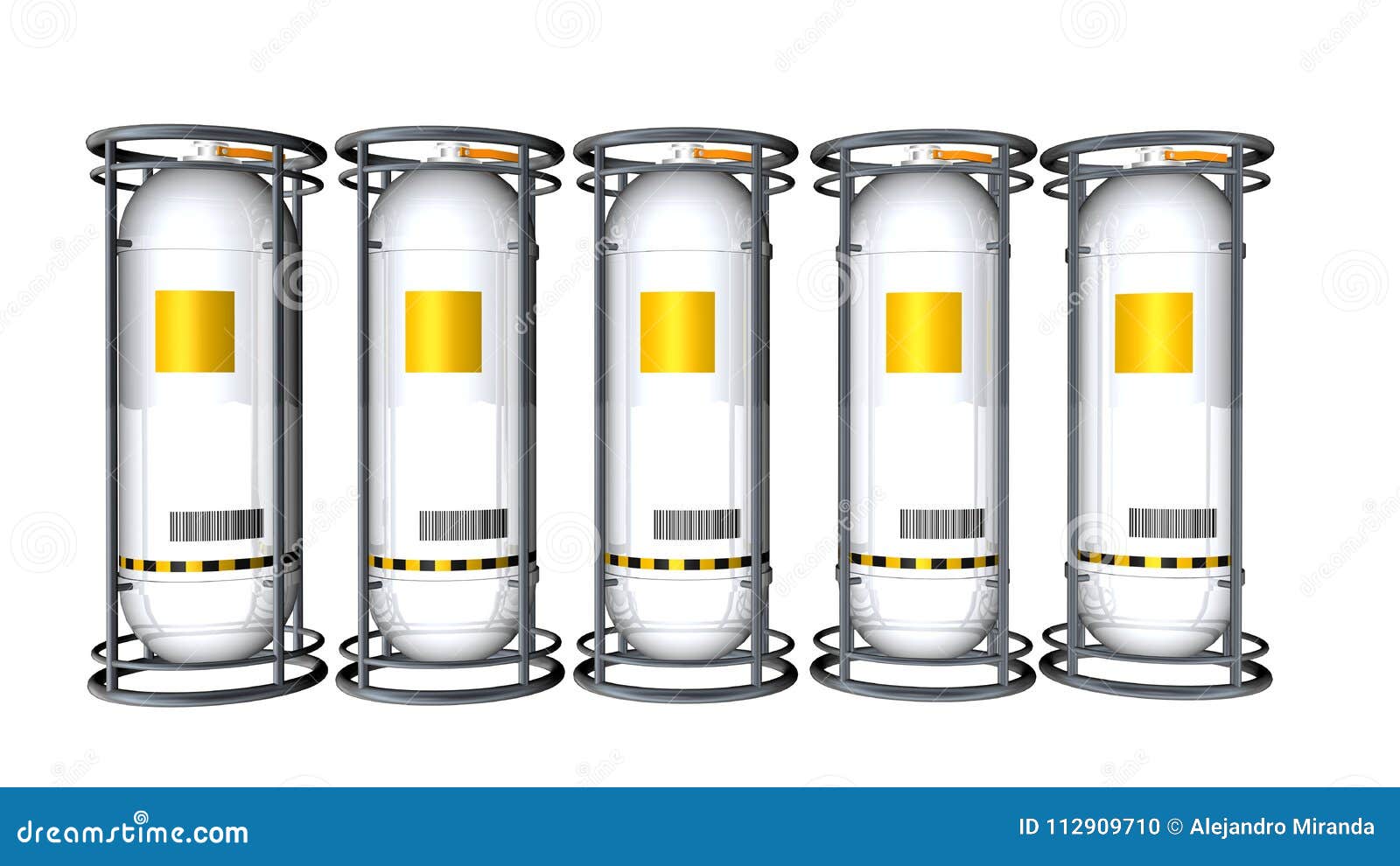 3D Model of a Group of 5 Tanks Reflective White Metal Container with ...
