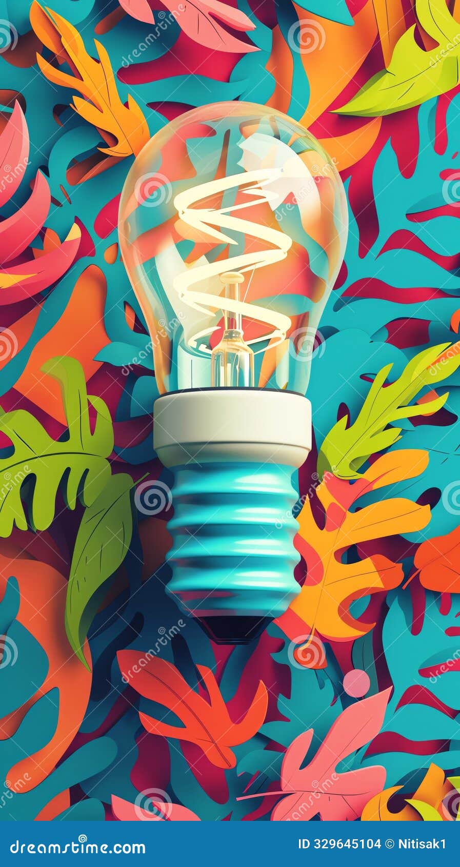 264 3D Model of a Halogen Bulb Icon with a Colorful Illustrated ...