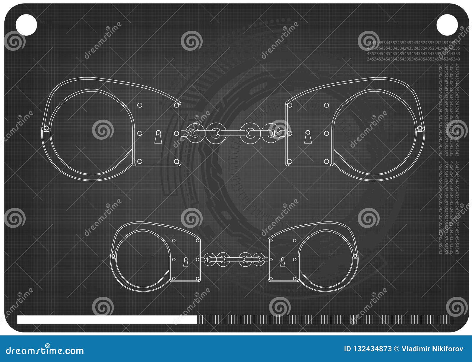 3d Model of Handcuffs on a Black Stock Vector - Illustration of jail ...