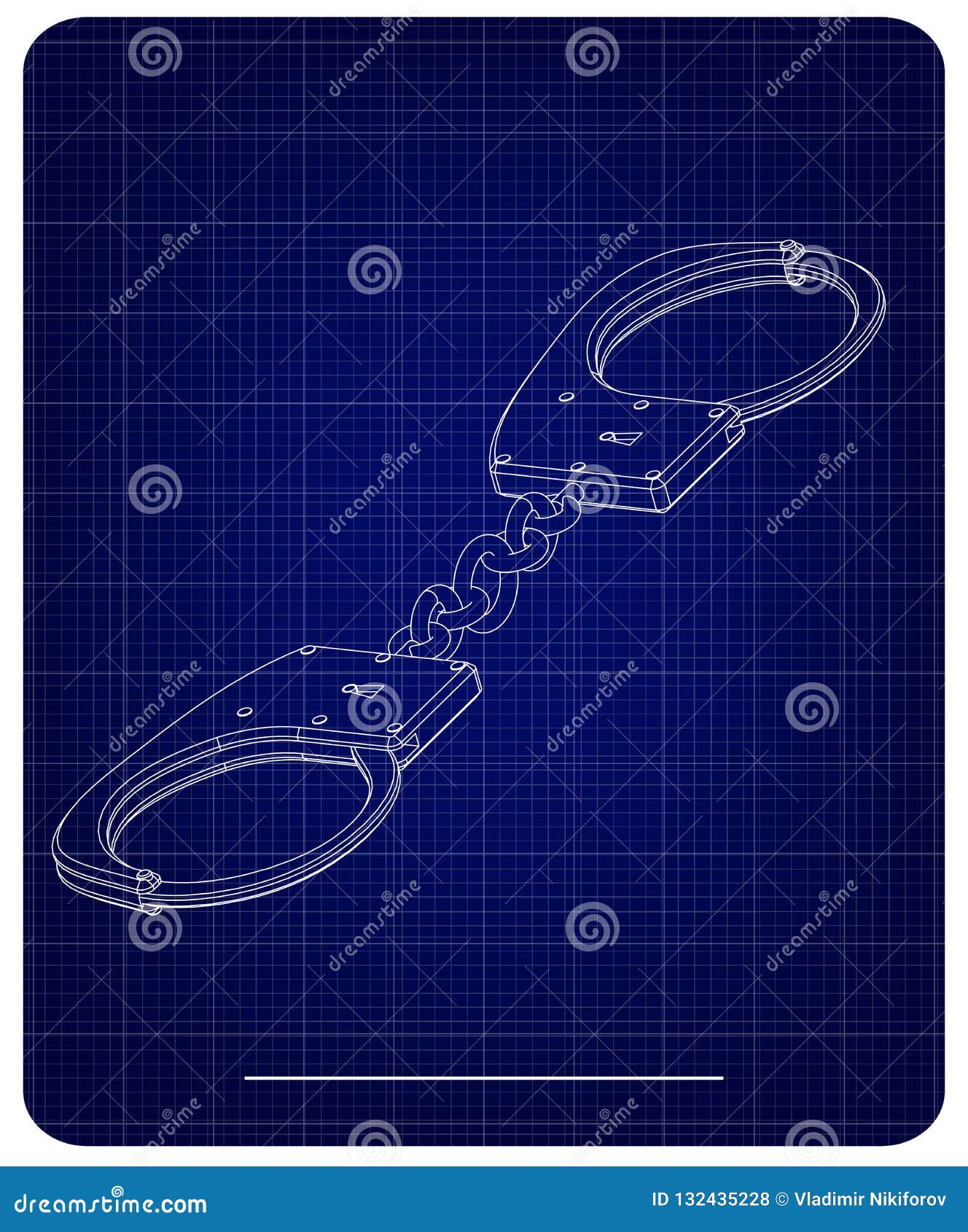 3d Model of Handcuffs on a Blue Stock Vector - Illustration of chain ...