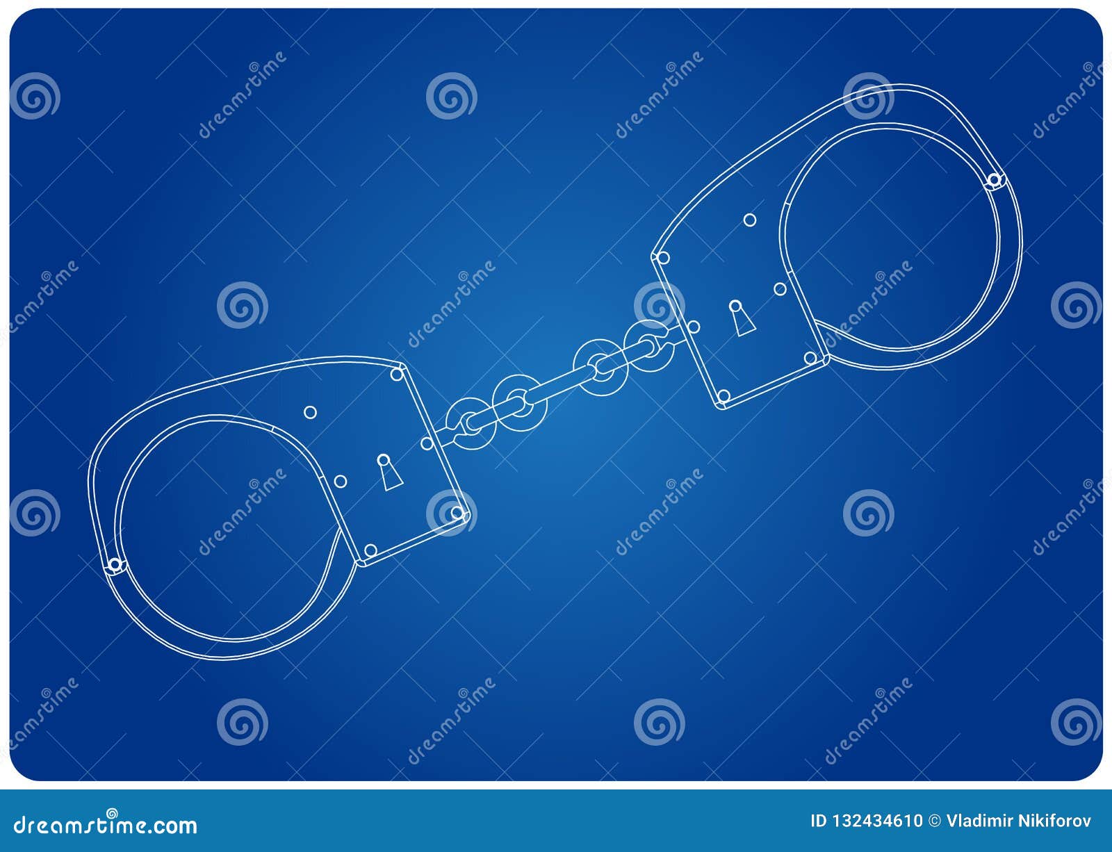 3d Model of Handcuffs on a Blue Stock Vector - Illustration of drawing ...