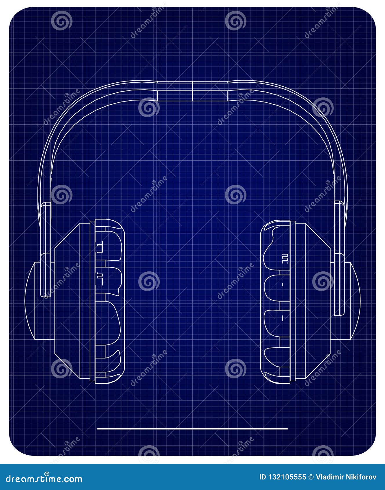 3d Model of Headphone on a Blue Stock Vector - Illustration of sound ...